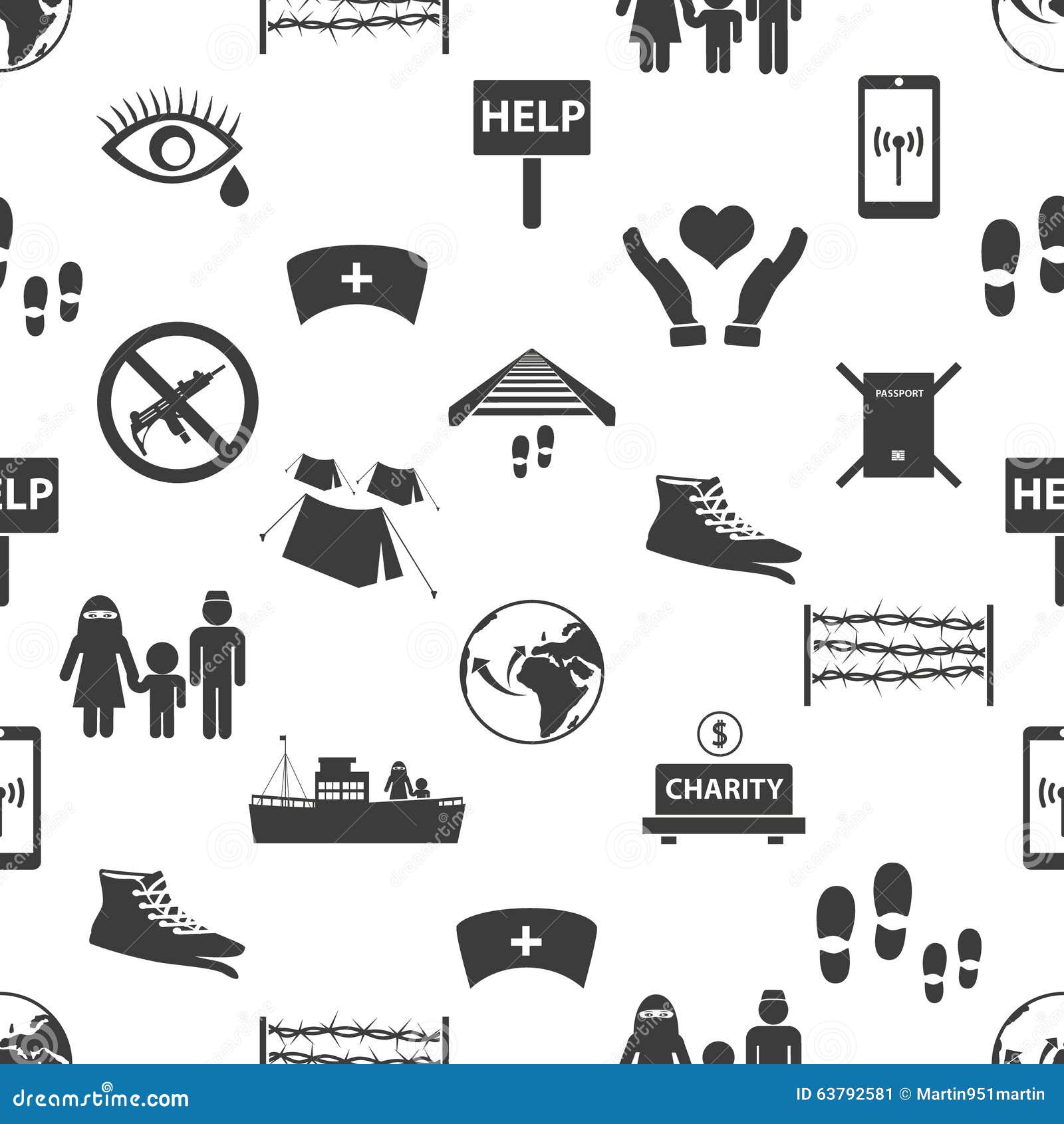 Various Simple Refugees Theme Icons Seamless Pattern Eps10 Stock Vector ...