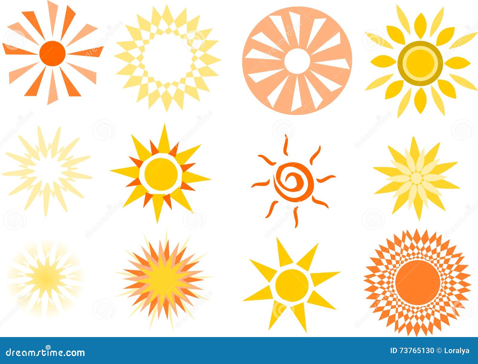 Various Simplistic Sun Illustrations Stock Vector - Illustration of ...