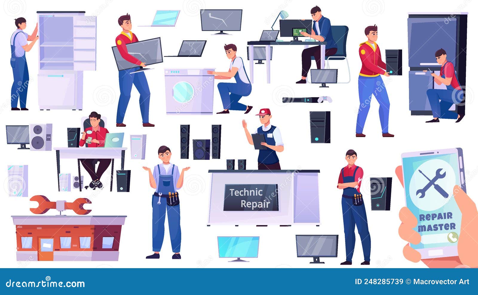 Repair Service Set stock vector. Illustration of icons - 248285739