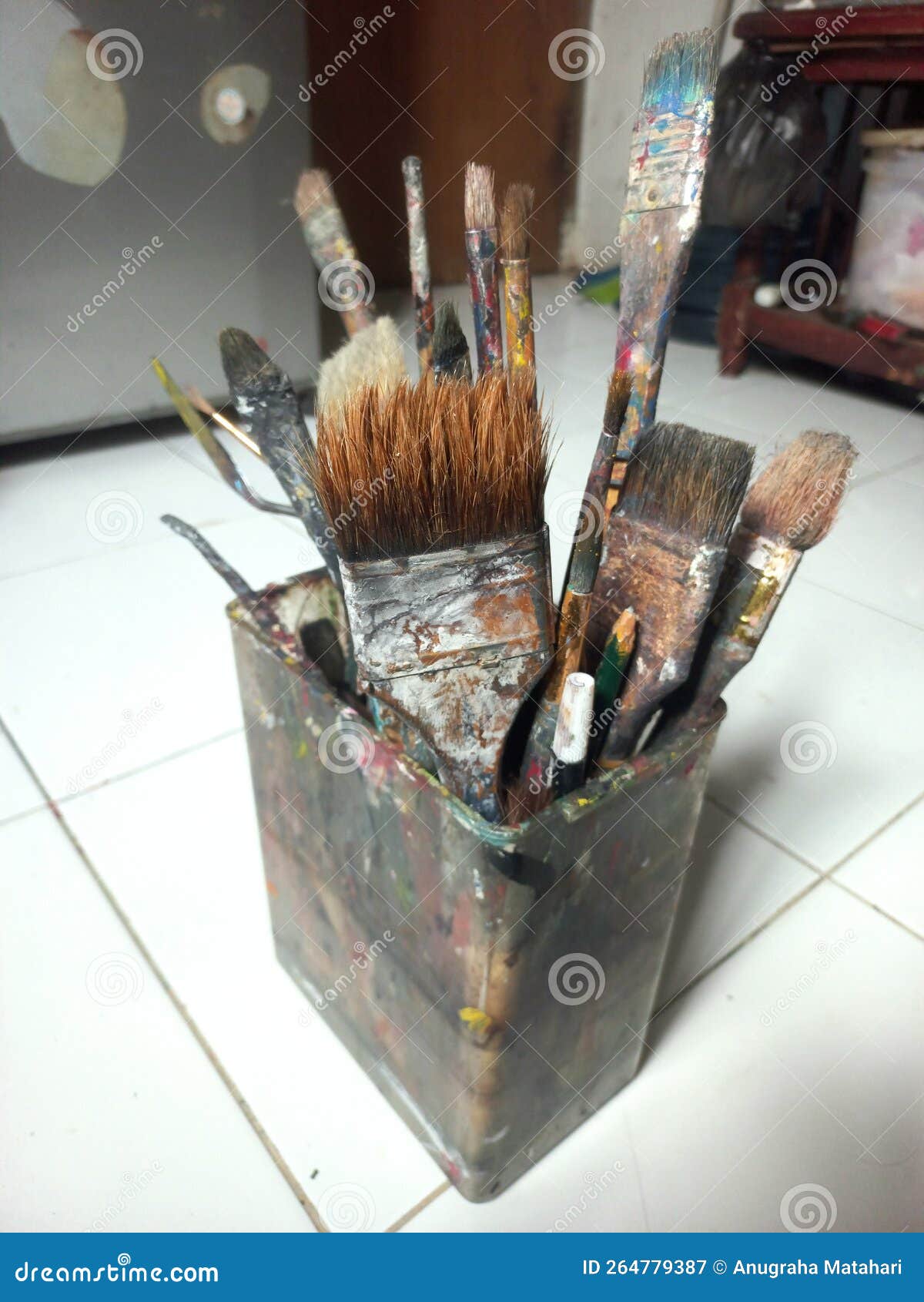 Various Sizes of Brushes in a Plastic Container As a Tool for Painting ...