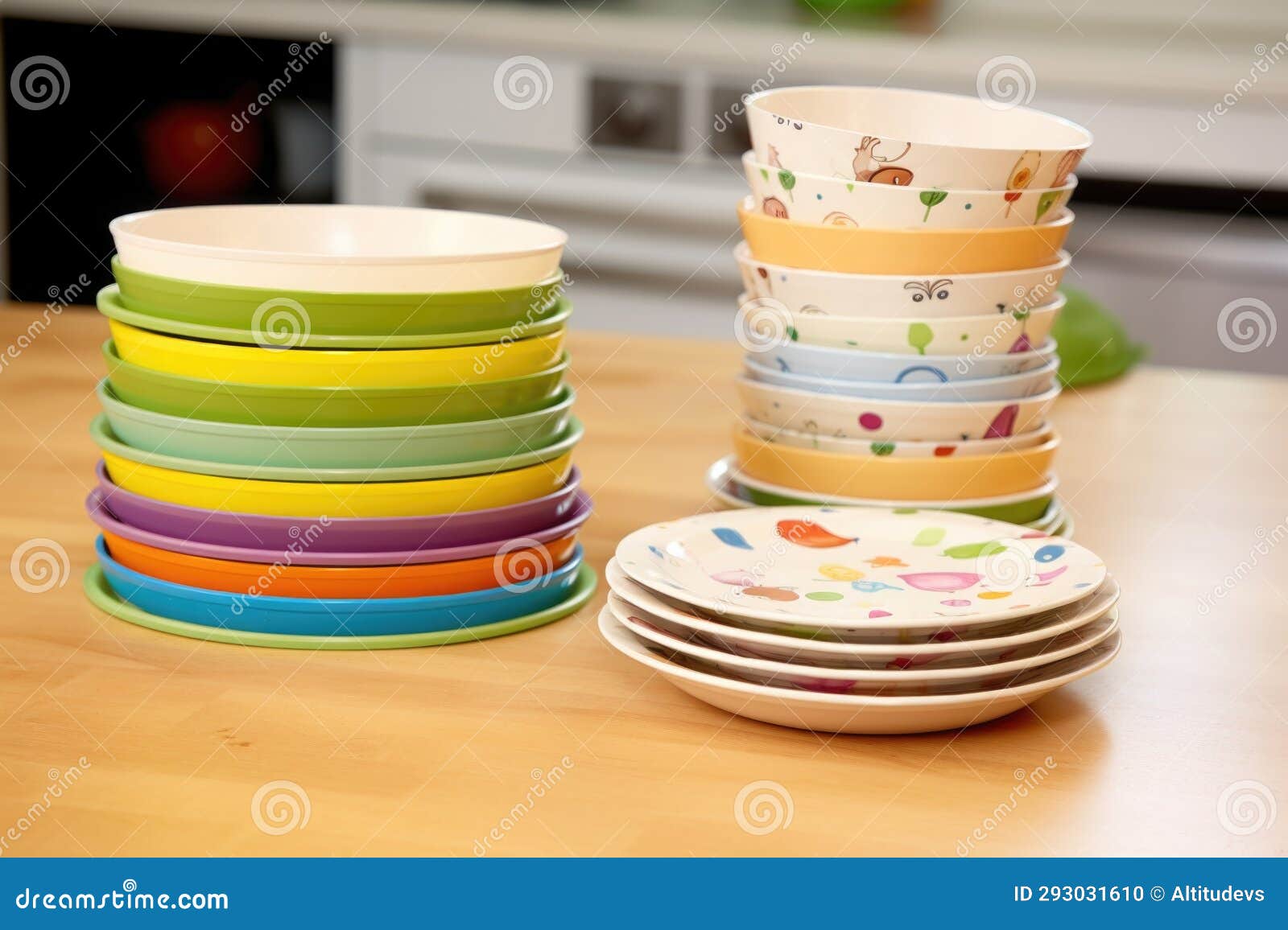 Set Of Plates Stacked And One In Form Of Frame. Vector Illustration ...