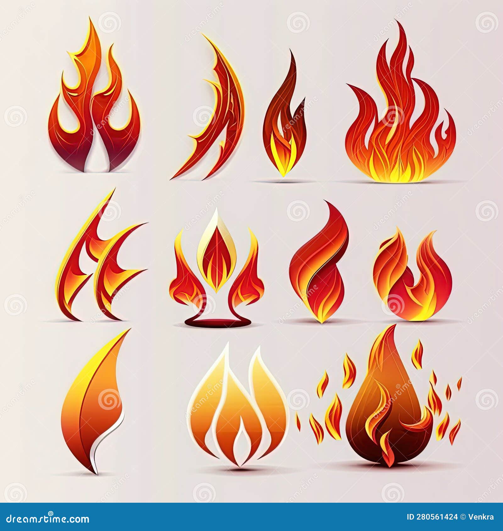Various Sizes, Colors and Shapes of Fire Illustrations Stock ...