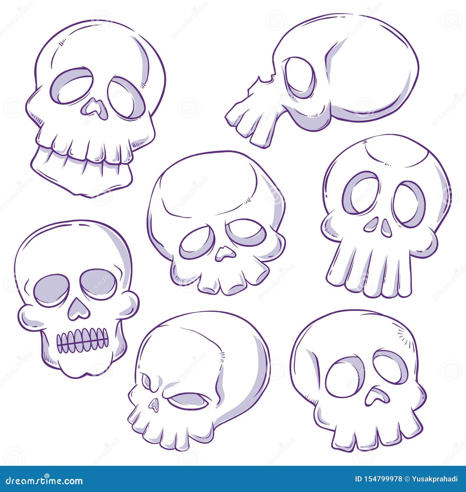 Various Skull Doodle Collection Stock Vector - Illustration of doodle ...