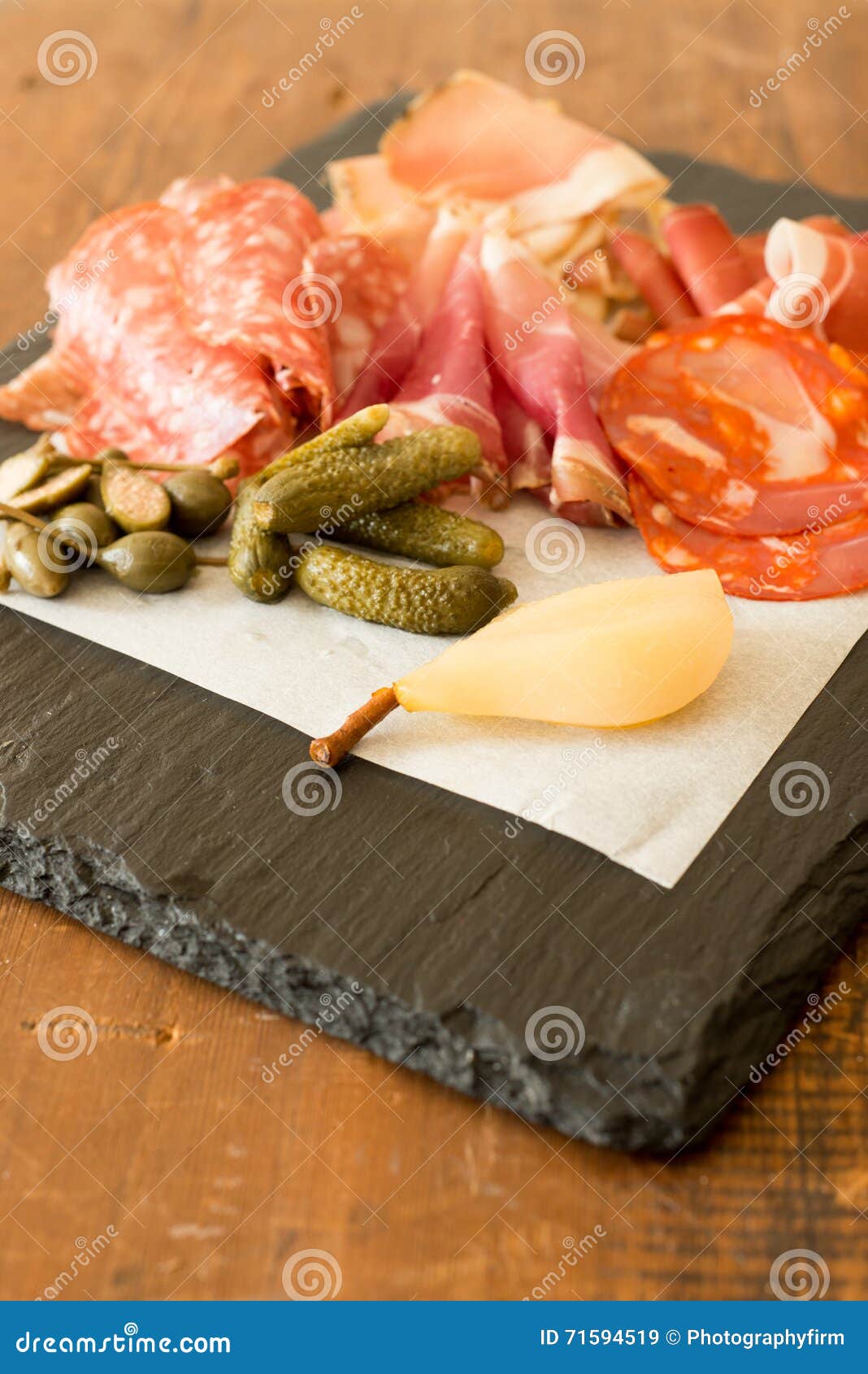 Various Sliced Cold Cuts with Pickles and Fruit Stock Image - Image of ...