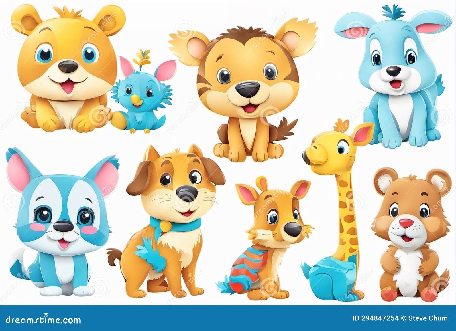 Various Small Animal Materials in 3D Cartoon Style Stock Illustration ...