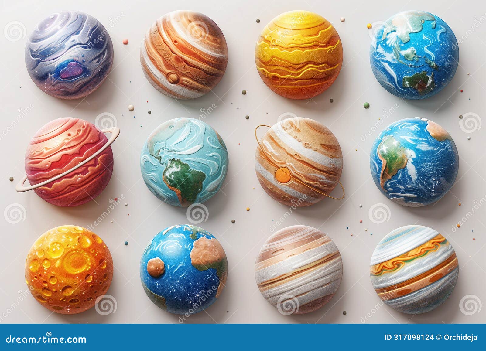 Various Small Planets Displayed Neatly on a Tabletop Stock Photo - Image of small, system: 317098124