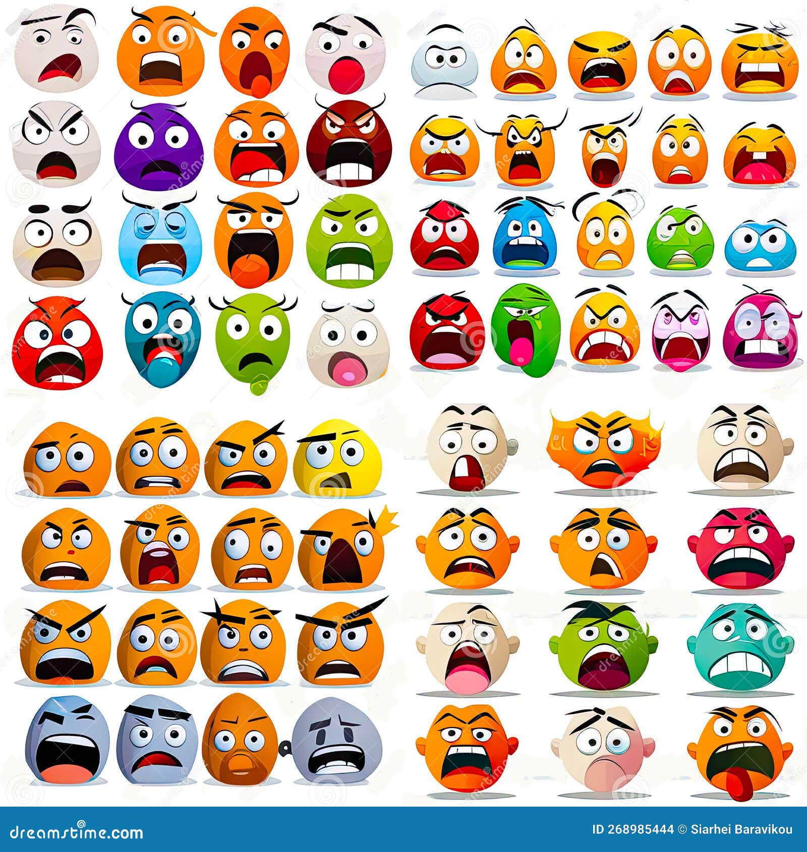 Various Smiley Faces with Different Emotions Stock Illustration ...
