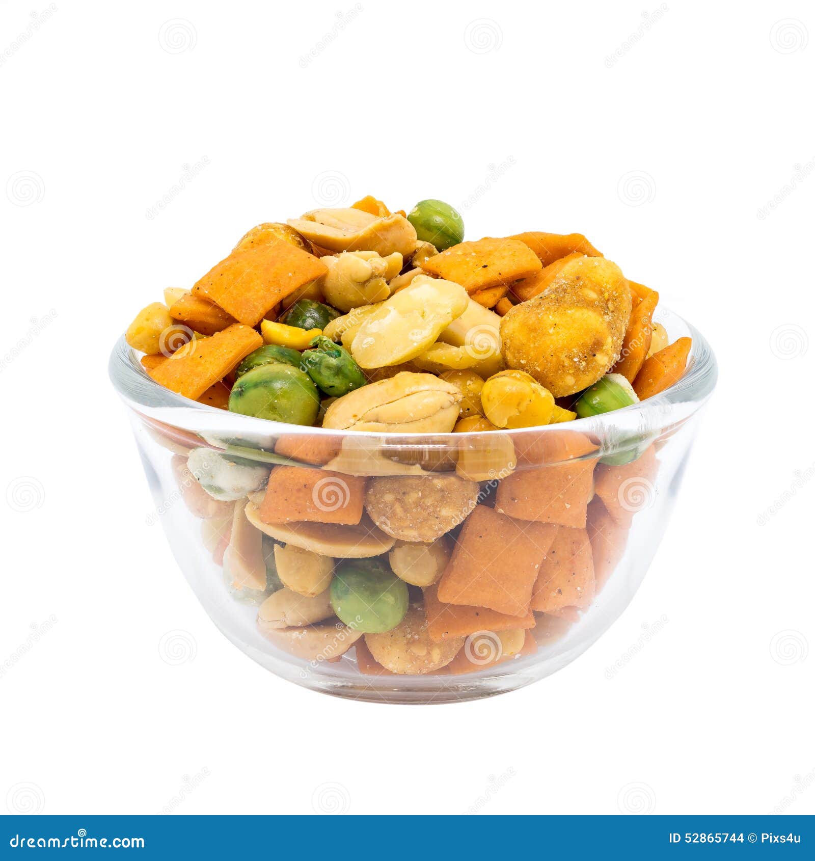 Various Snack in a Glass Bowl Stock Photo - Image of background ...