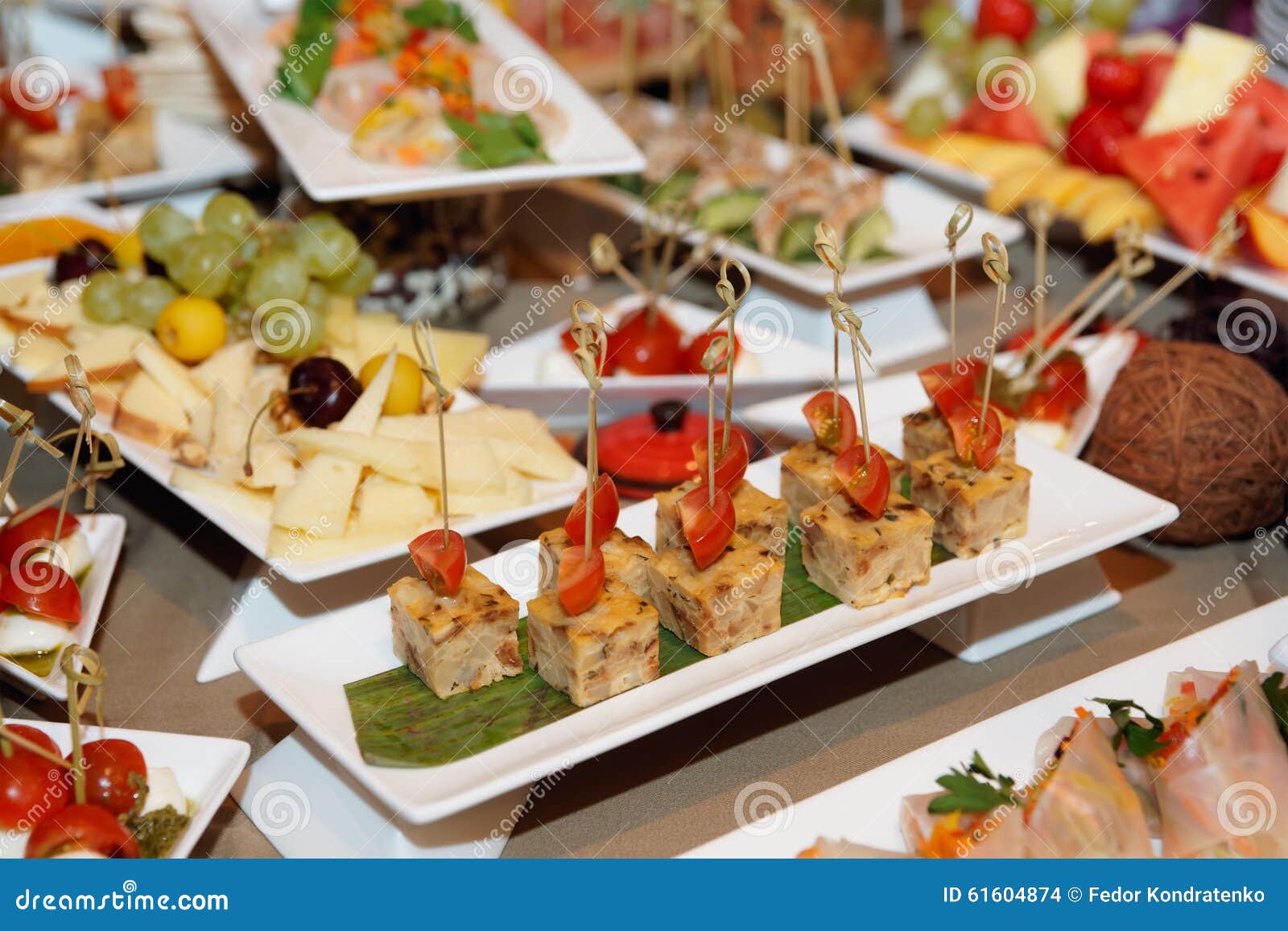 Various Snack on Restaurant Table Stock Photo - Image of canape ...