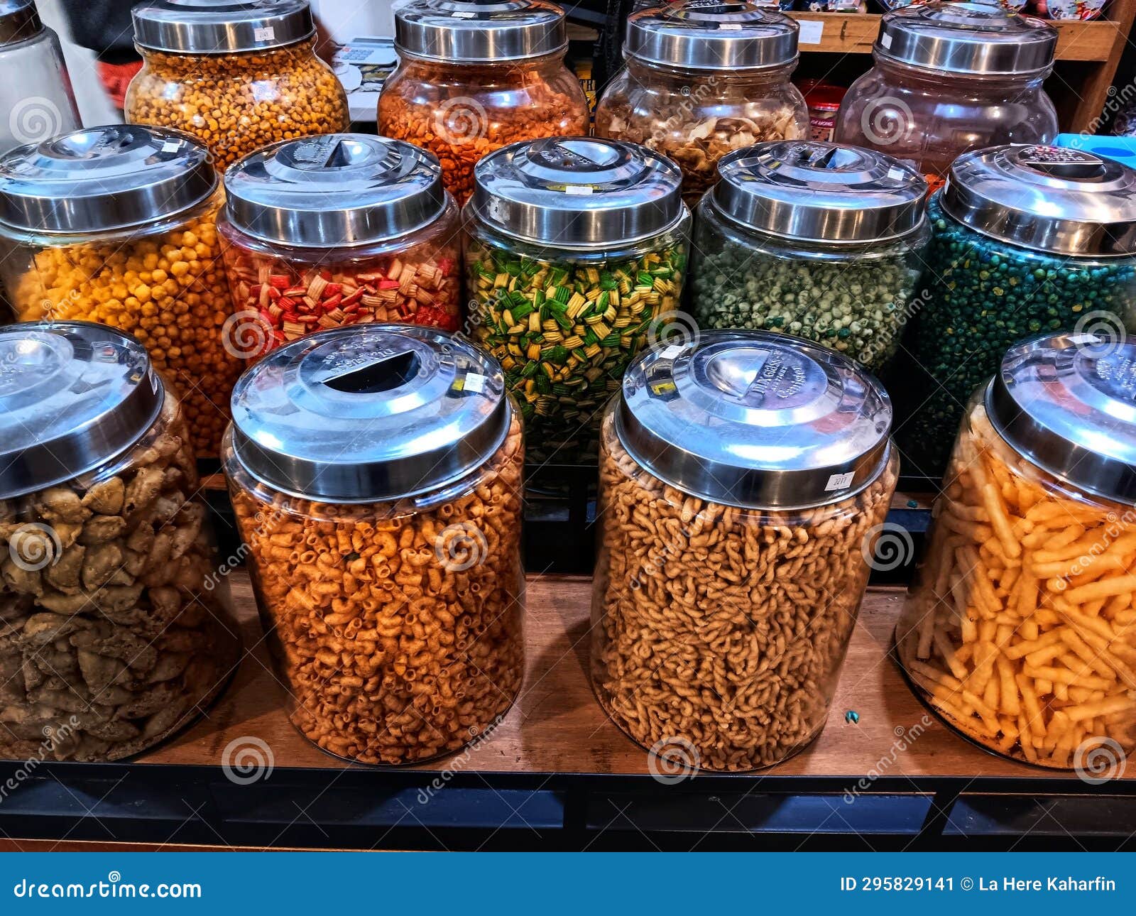 Various snack in tin can stock image. Image of sugar - 295829141