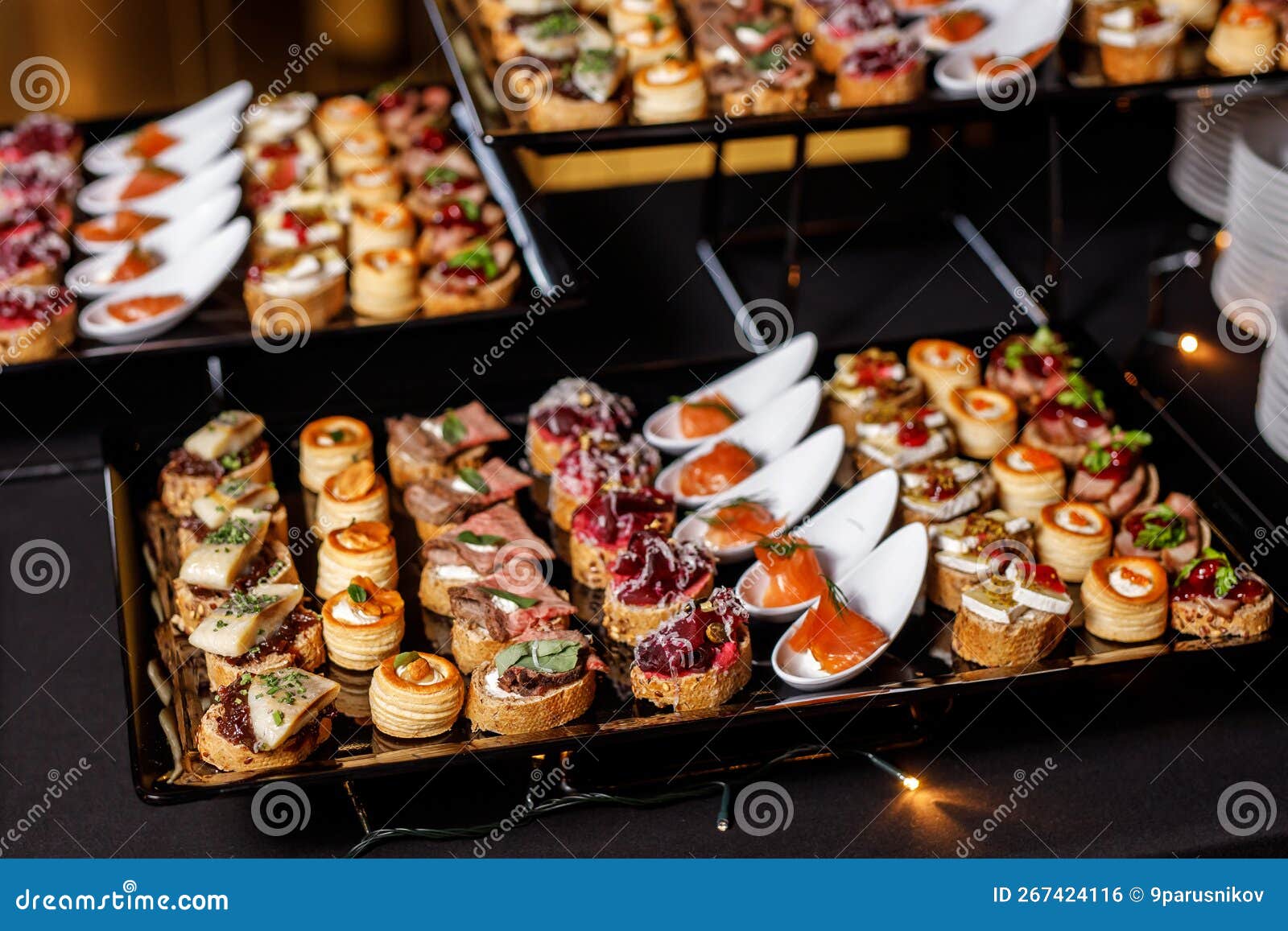 Various Snacks at the Buffet. Stock Photo - Image of gourmet, buffet ...