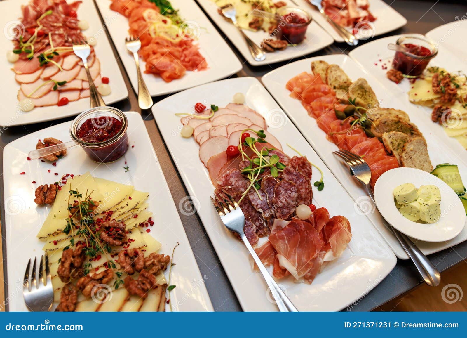 Various Snacks at the Hotel Breakfast Buffet. Stock Image - Image of ...