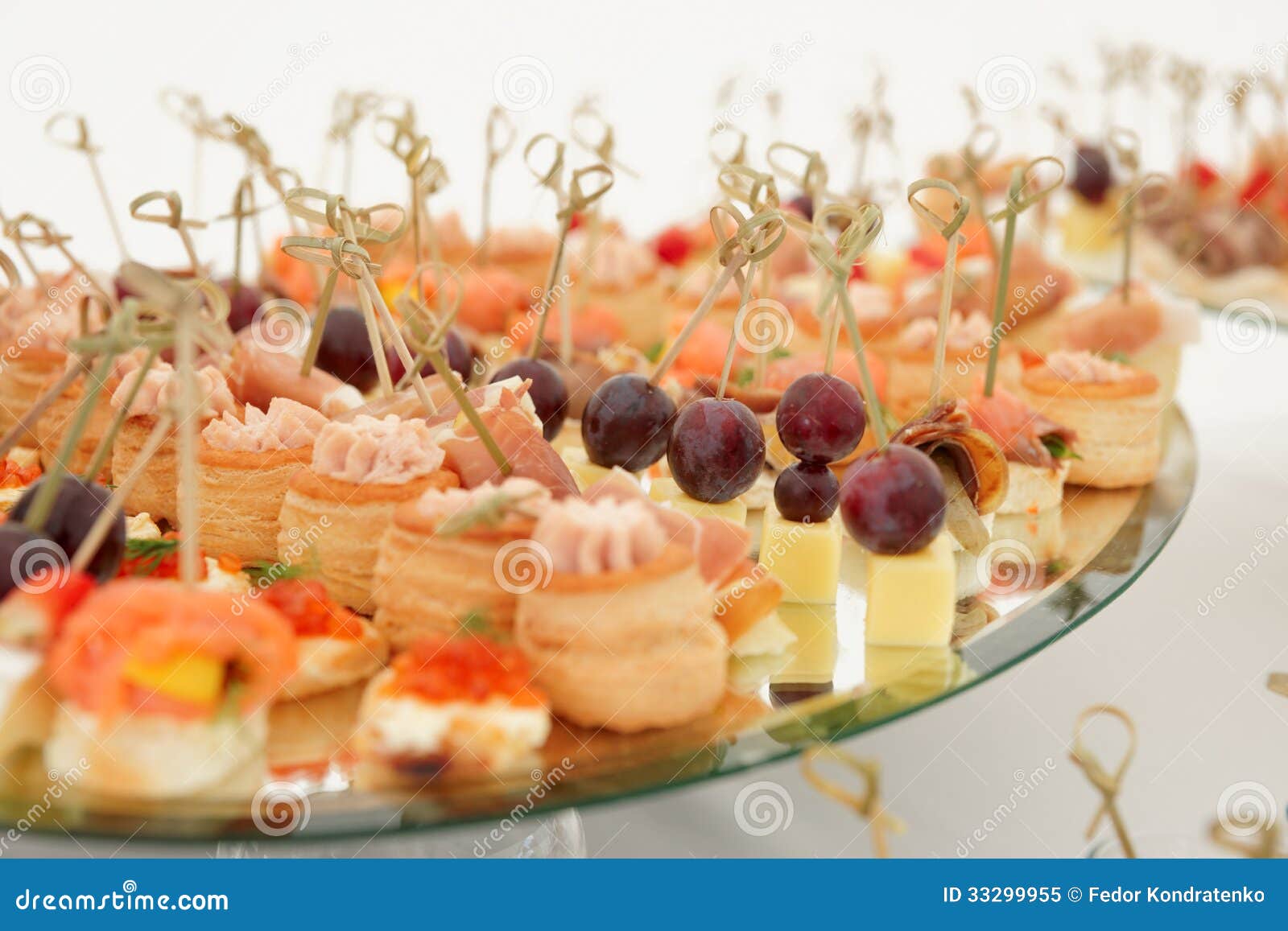 Various Snacks in Plate on Banquet Table Stock Image - Image of platter ...