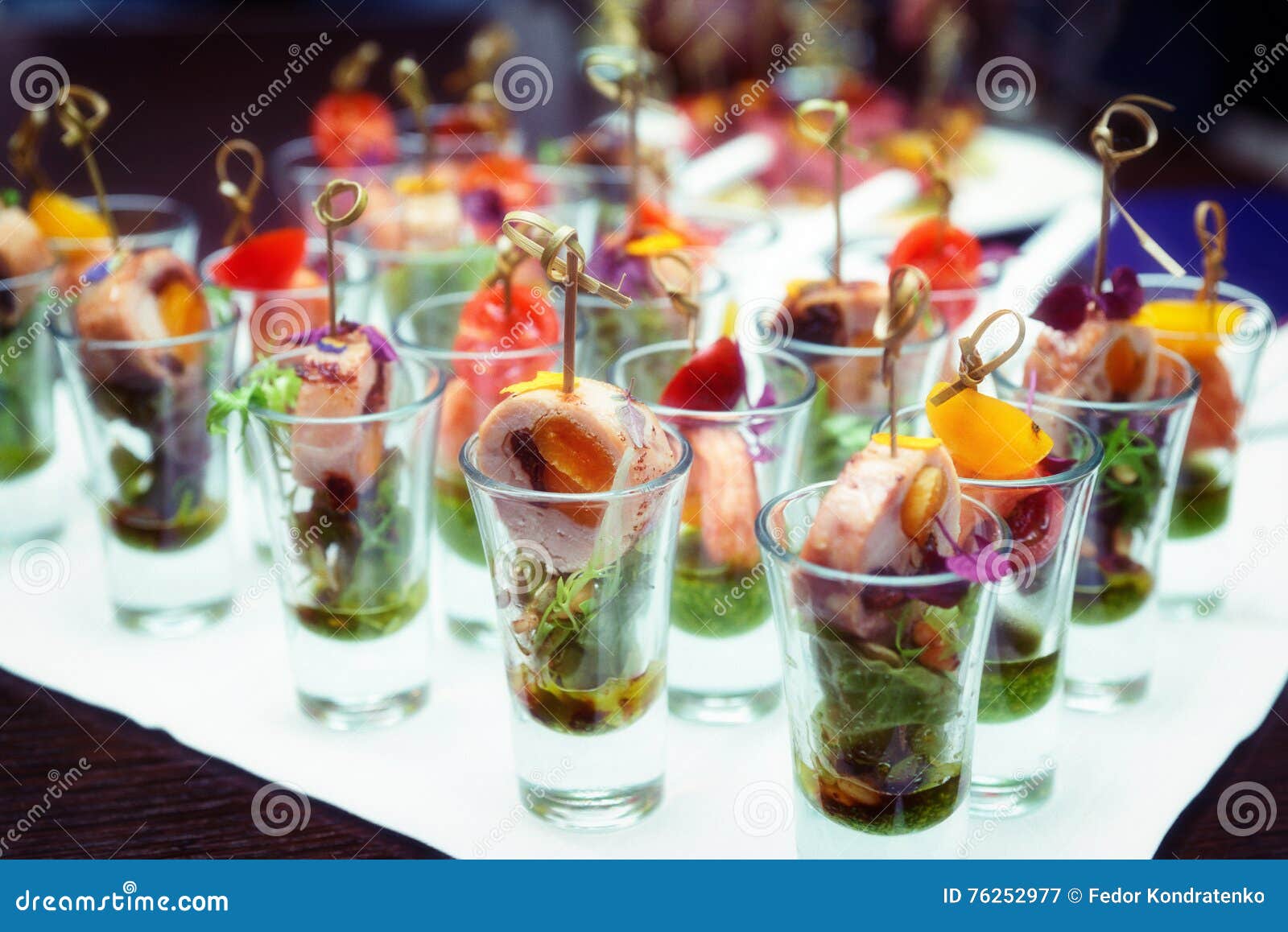 Various Snacks in Shot Glasses Stock Image - Image of meat, setting ...