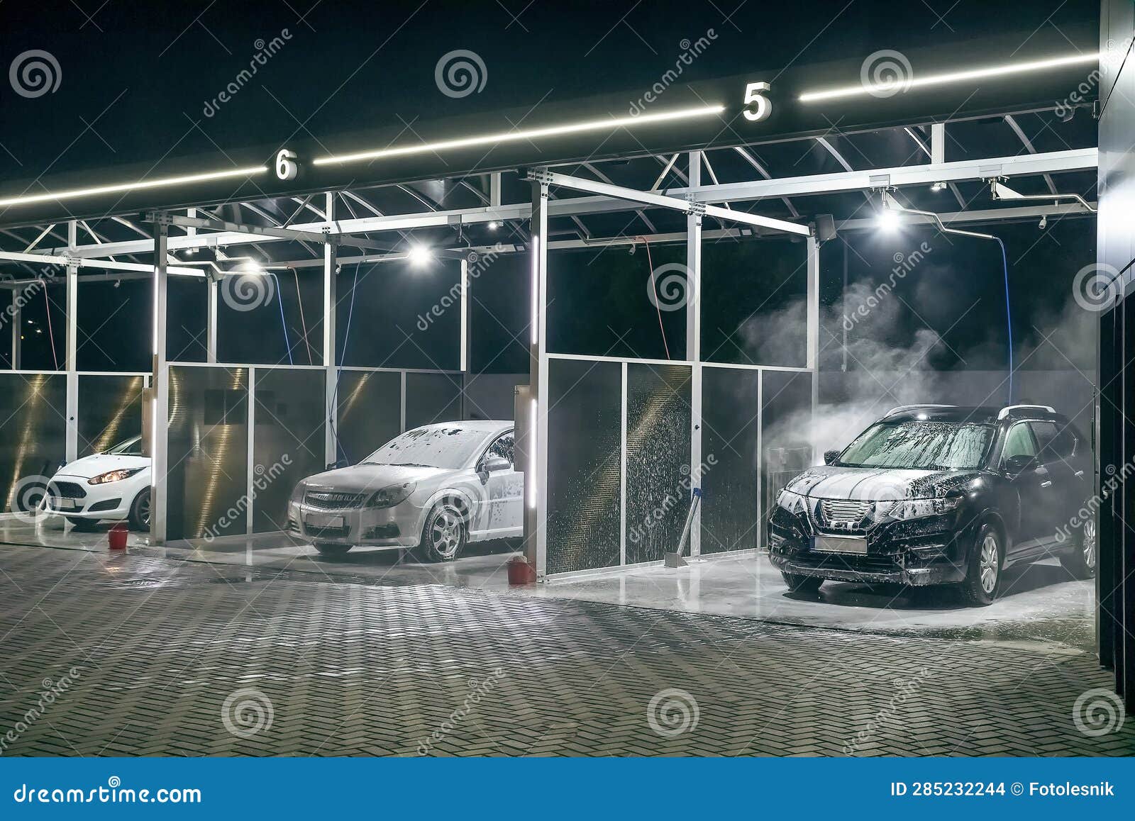 Various, Soapy Cars Stand at a Self-service Car Wash.Car Wash Self ...