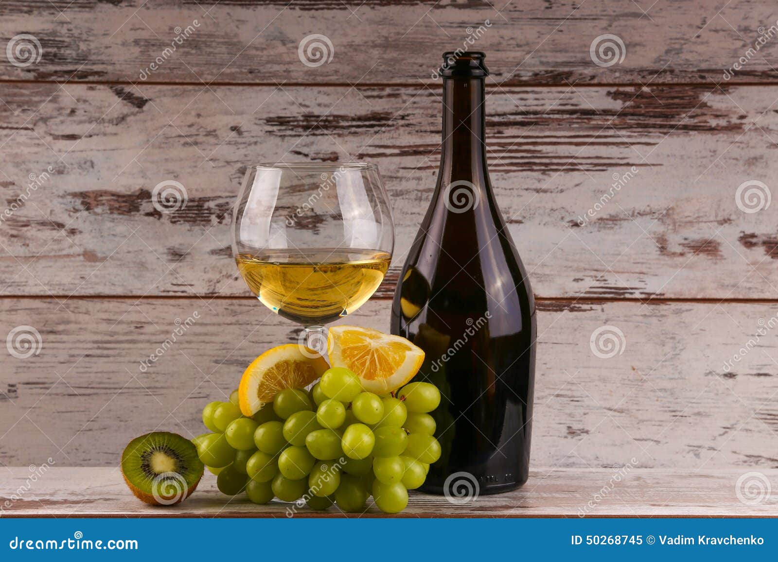 Various Sorts of Wine, Grapes and Two Glasses of the White Wine Stock ...
