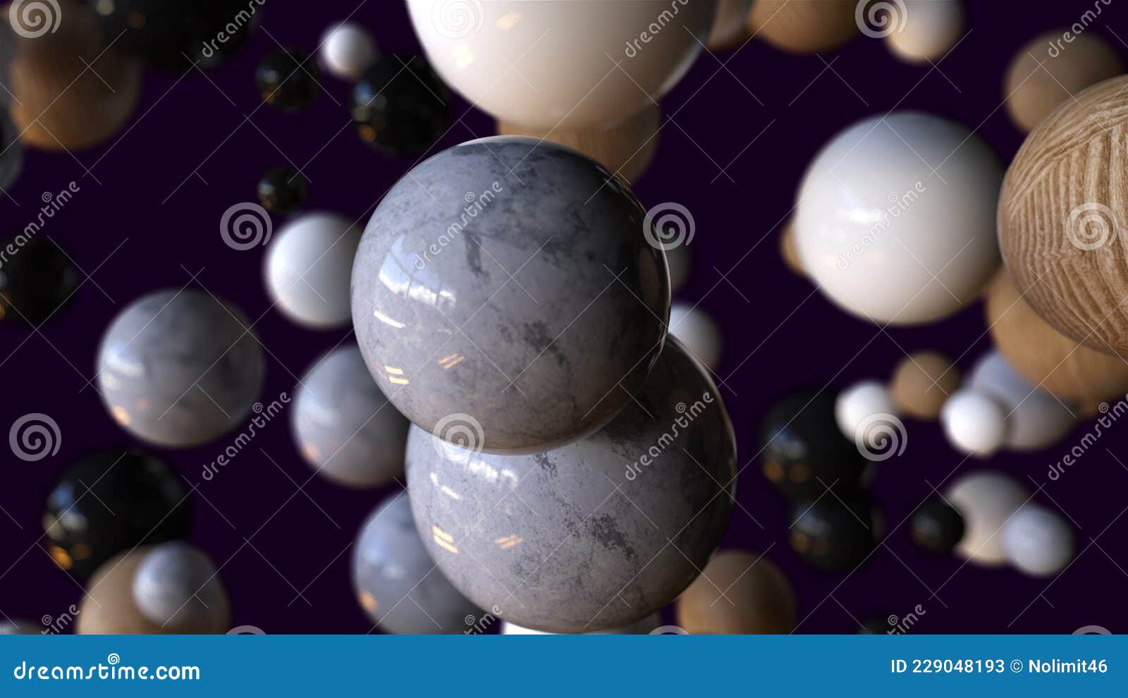 Various Spheres Flying at Random Stock Illustration - Illustration of ...