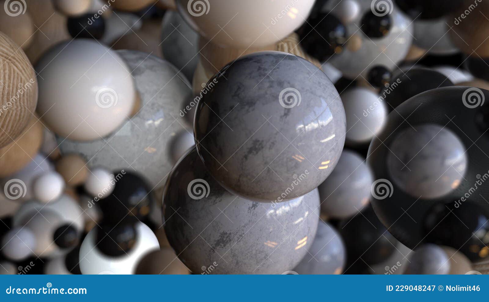 Various Spheres Flying at Random Stock Illustration - Illustration of ...