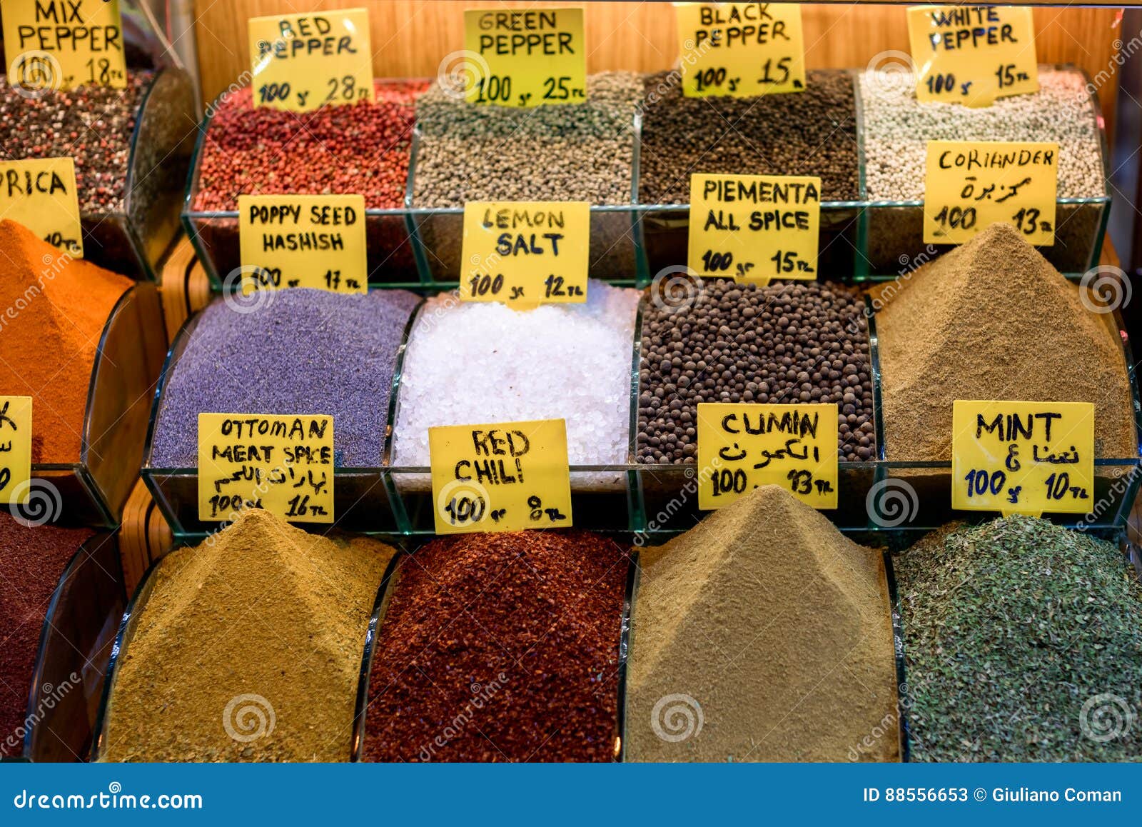 Various Spices on a Counter Stock Image - Image of background, counter ...