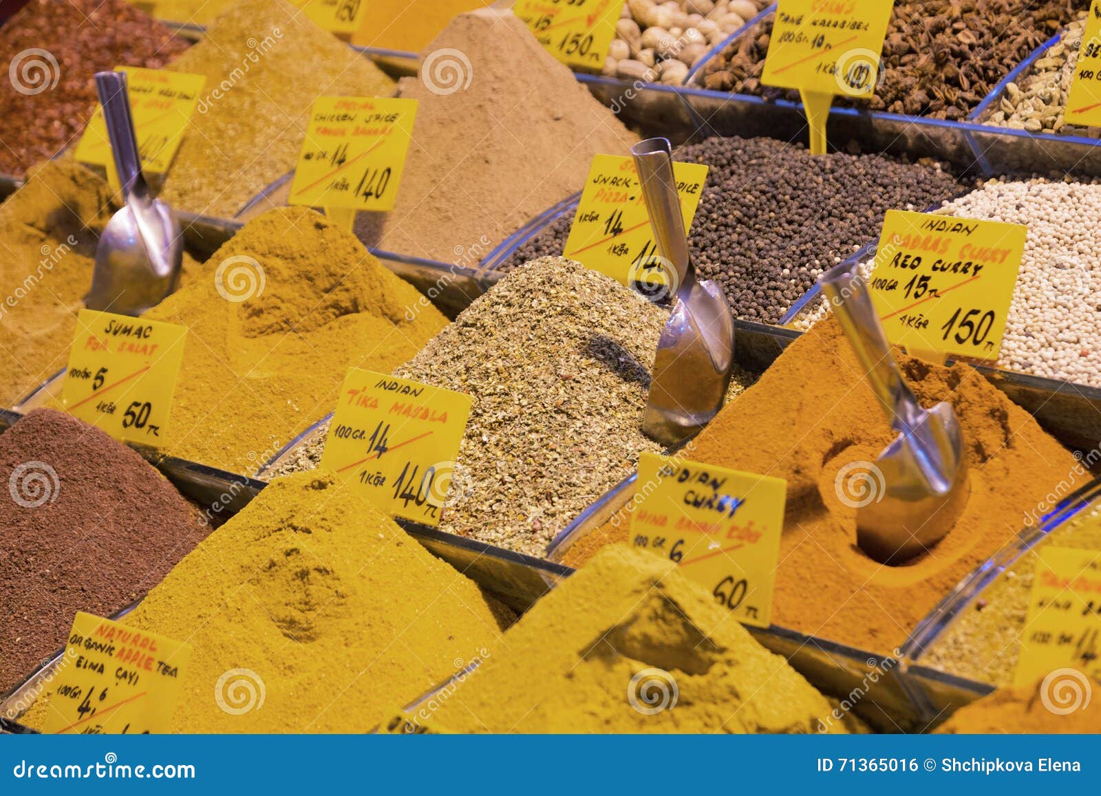 Various Spices on a Counter on the Grand Bazaar Stock Photo - Image of ...