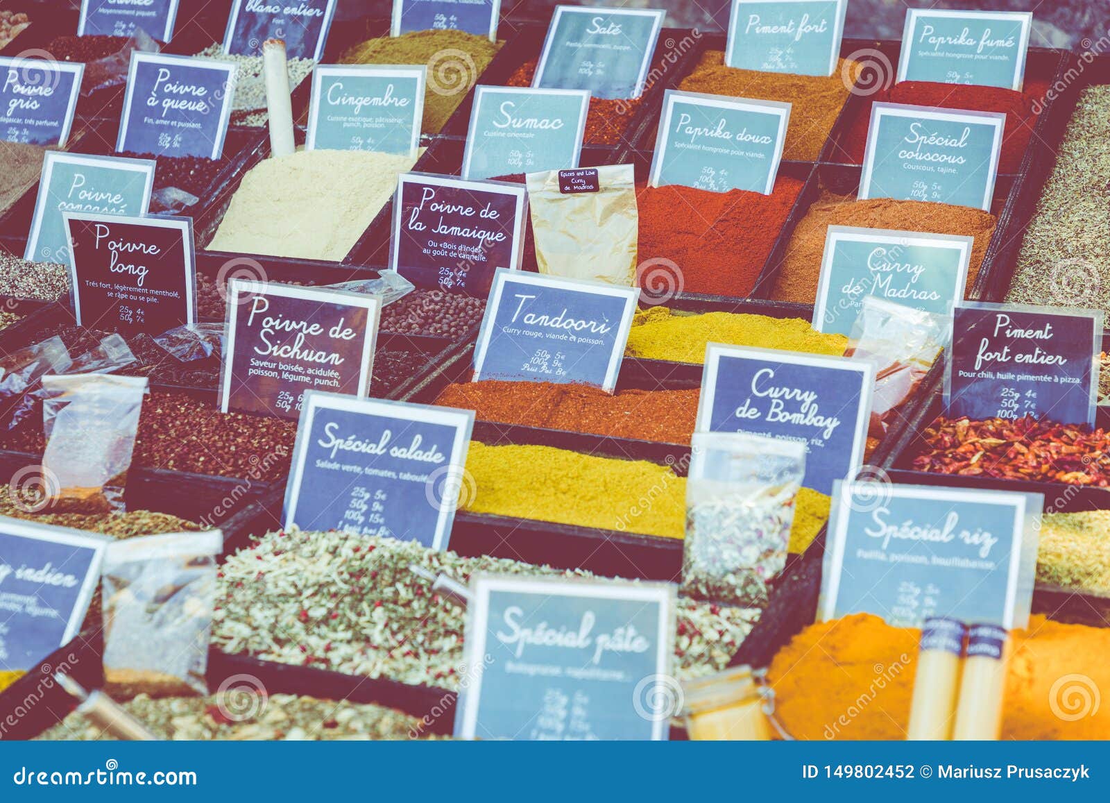 Various Spices on Farmer Market in Monaco Stock Photo - Image of market ...