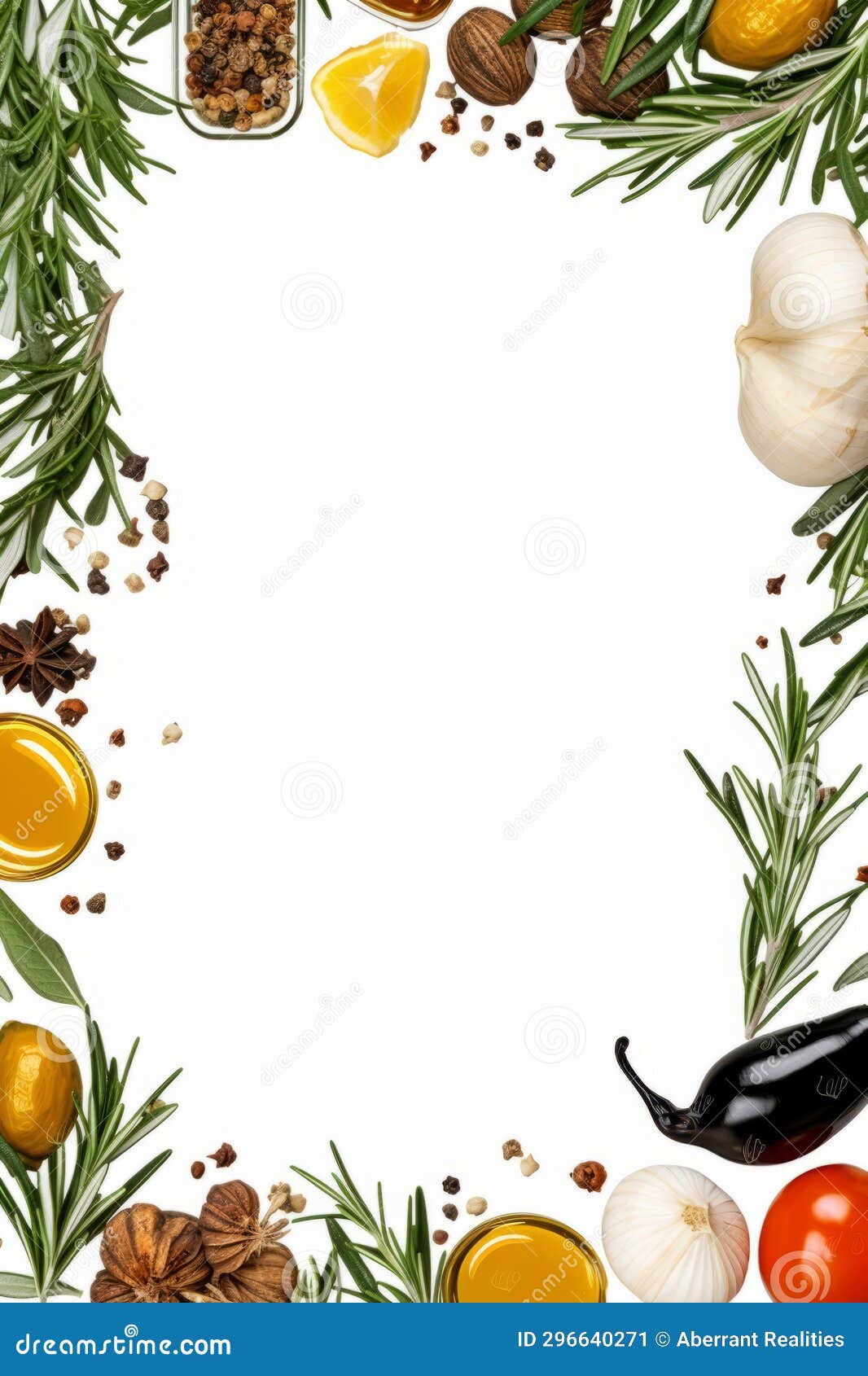 Various Spices and Herbs are Arranged in a Square Frame on a White ...