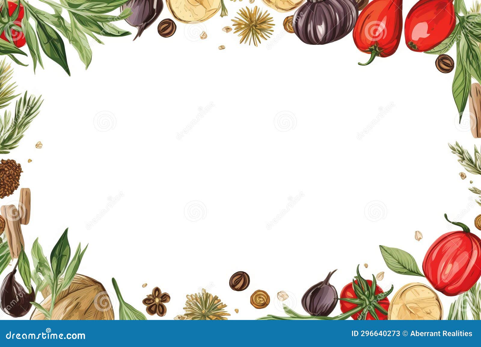 Various Spices and Herbs are Arranged in a Square Frame on a White ...