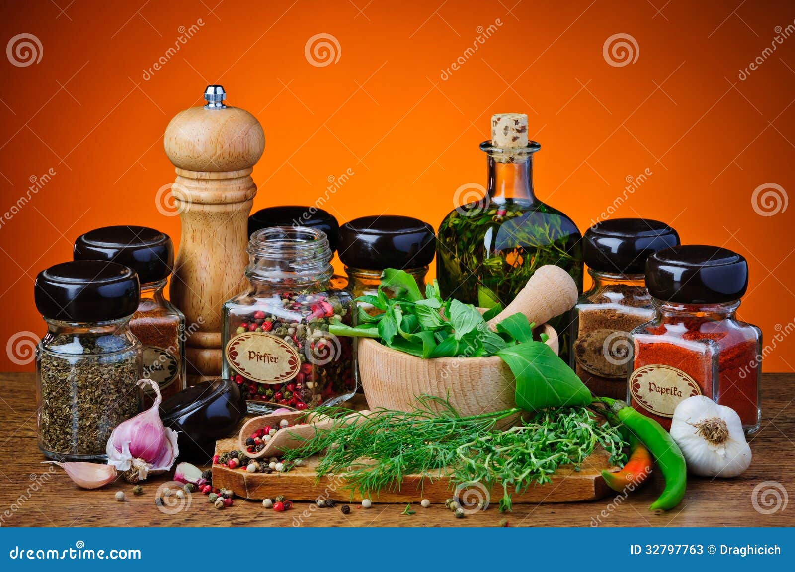Various spices and herbs stock image. Image of isolated - 32797763