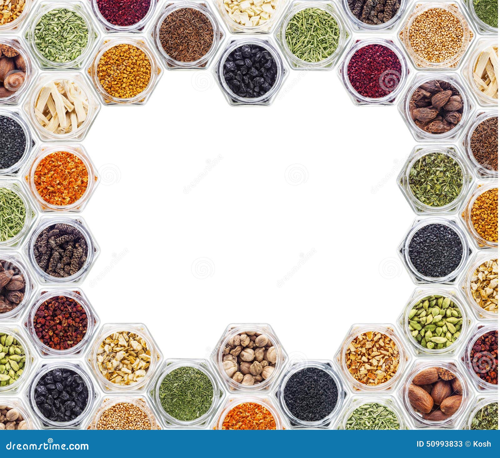Various Spices and Herbs on White Background. Stock Image - Image of ...
