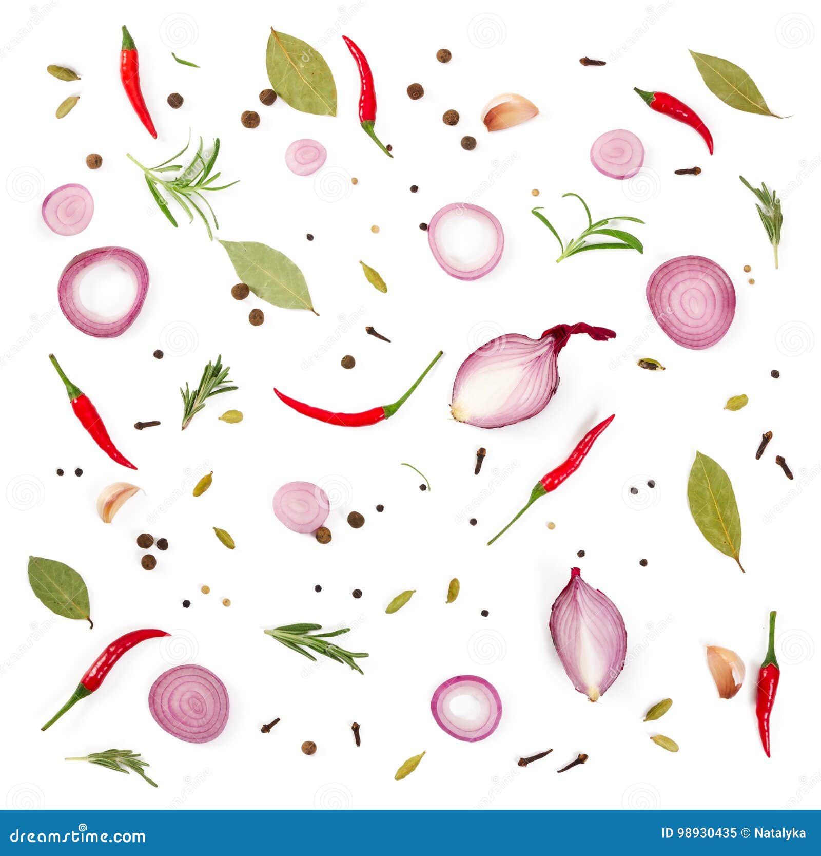 Various Spices Isolated on White Background. Stock Image - Image of ...