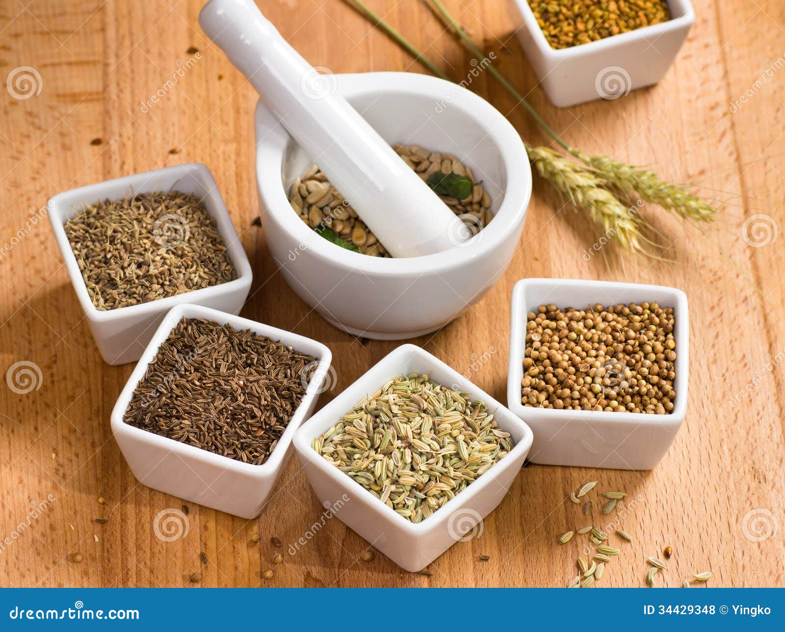 Various spices and mortar stock photo. Image of cooking - 34429348