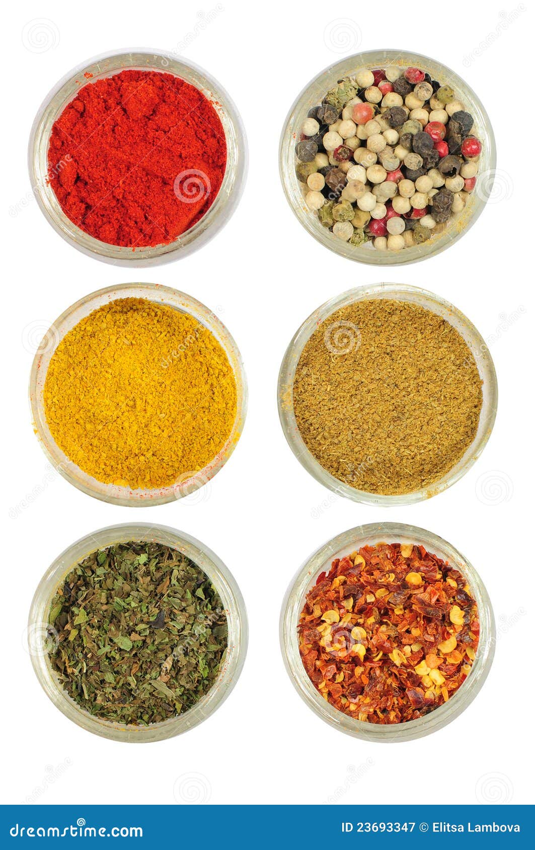 Various Spices in Round Glass Bowls Stock Image - Image of indian ...