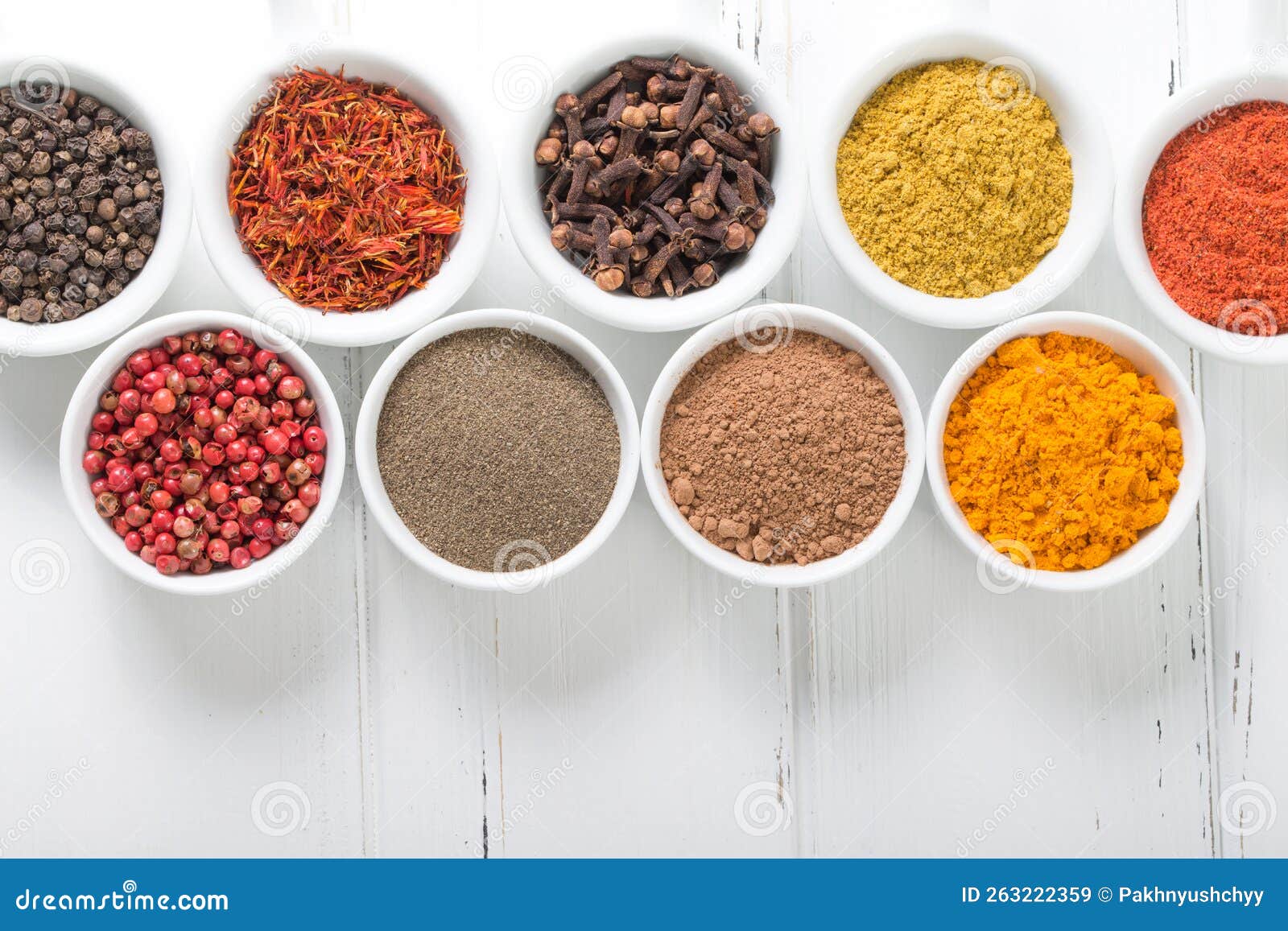 Various Spices Selection. on White Stock Image - Image of condiment ...
