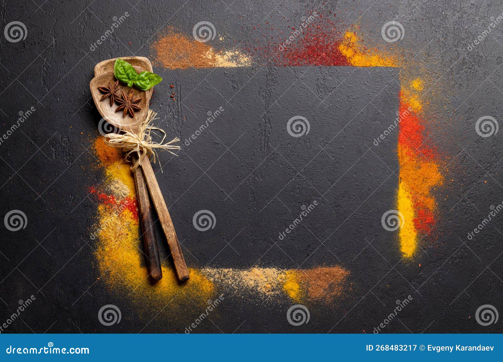 Various Spices on Stone Table Stock Image - Image of condiment, paprika ...