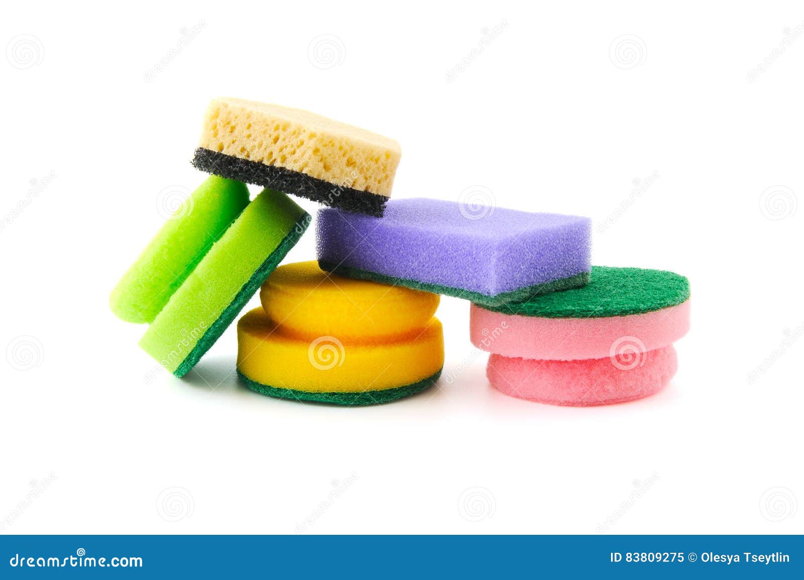 Various Sponges for Cleaning and Dishwashing. Stock Image - Image of ...