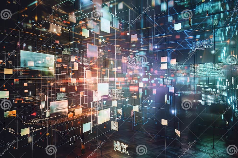 Various Squares Overlapping and Floating in Digital Space, Layers of ...