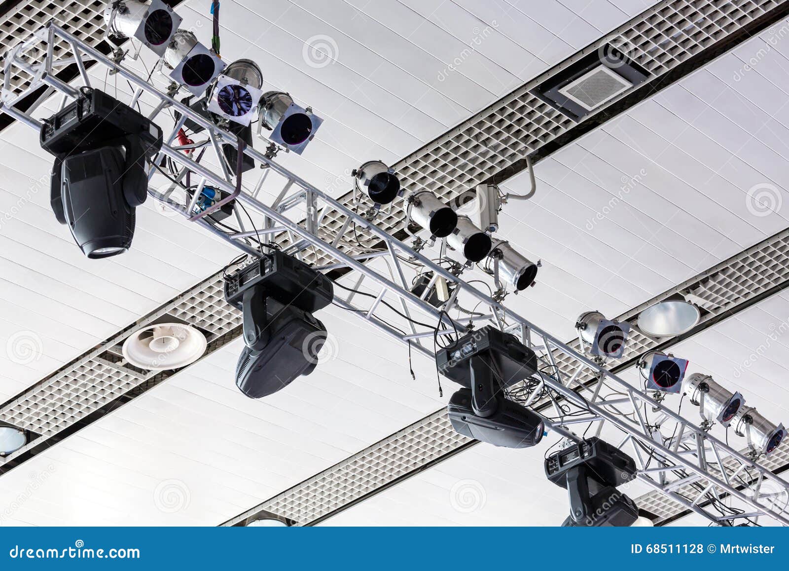 Various Stage Lights on Stage Stock Photo - Image of spotlight, system ...