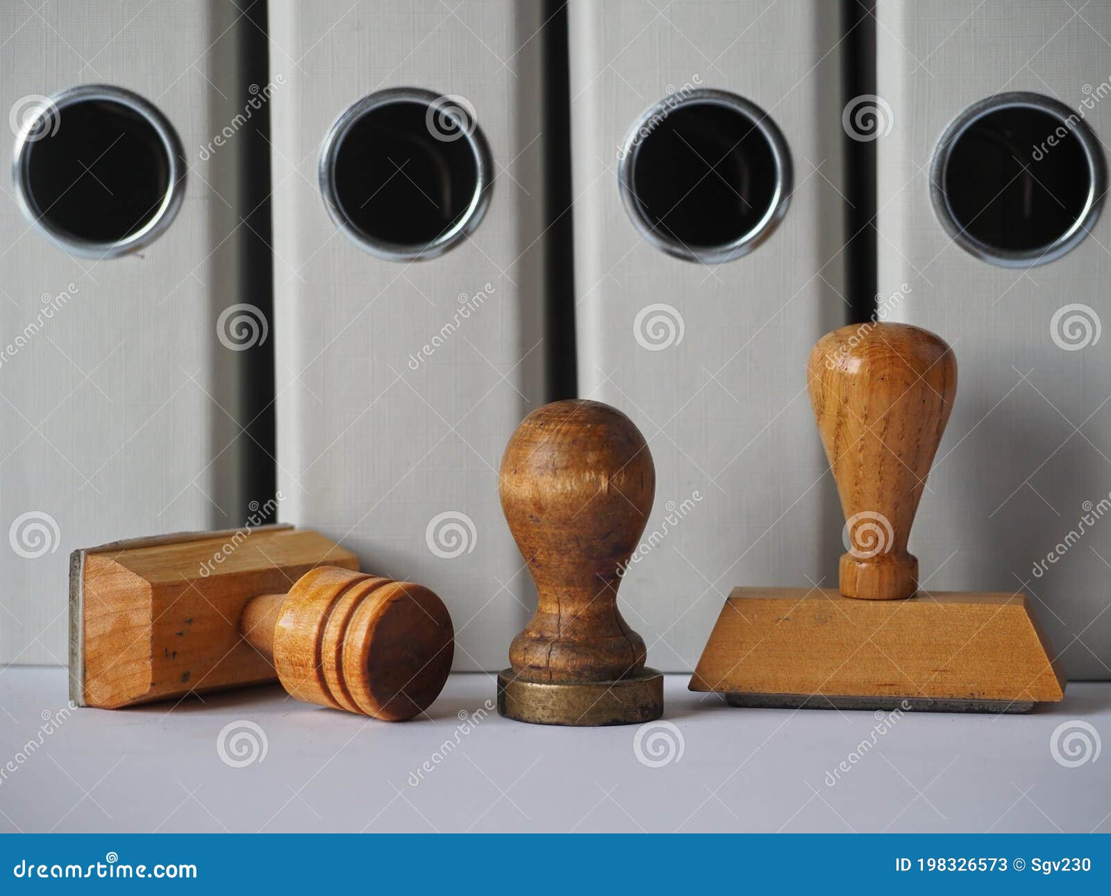 Various Stamps and Document Folders Stock Image - Image of seal ...
