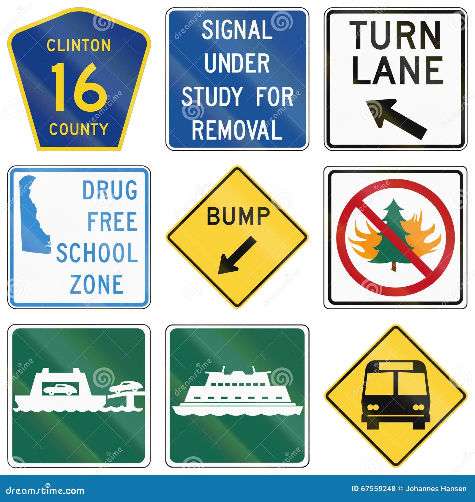 Various State Law Road Signs Used in the US Stock Illustration ...