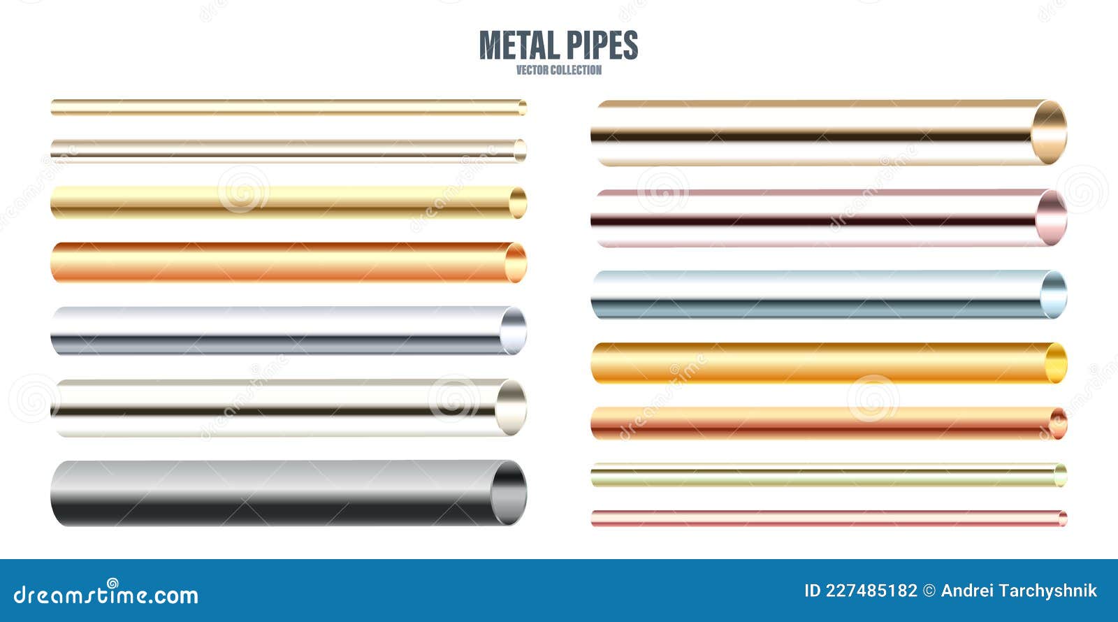Various Steel and Copper Pipes Collection. Construction Material ...