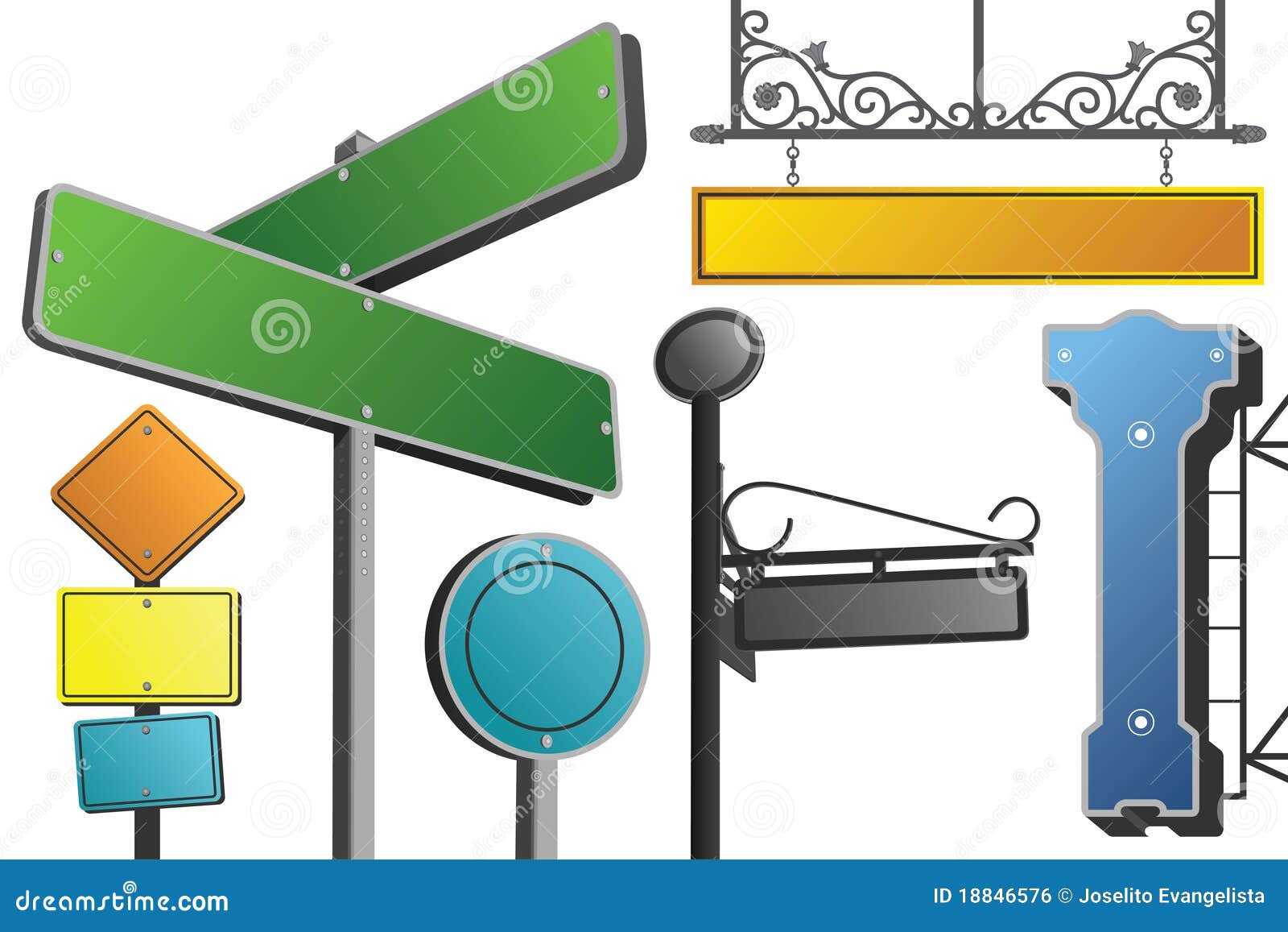 Various street signs stock vector. Illustration of walkway - 18846576