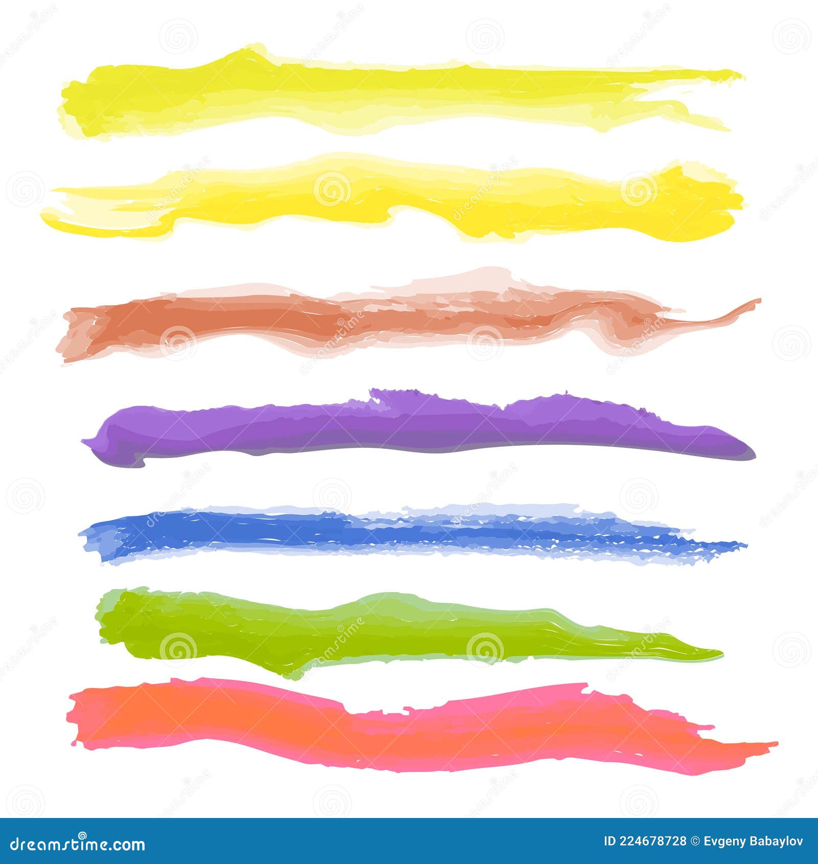 Various Strokes of Color Paint on White Background - Vector Stock ...