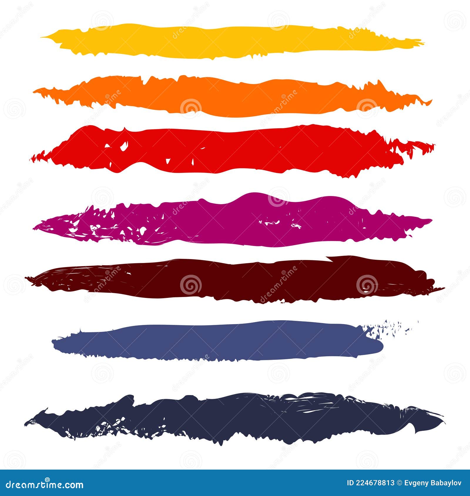 Various Strokes of Color Paint on White Background - Vector Stock ...