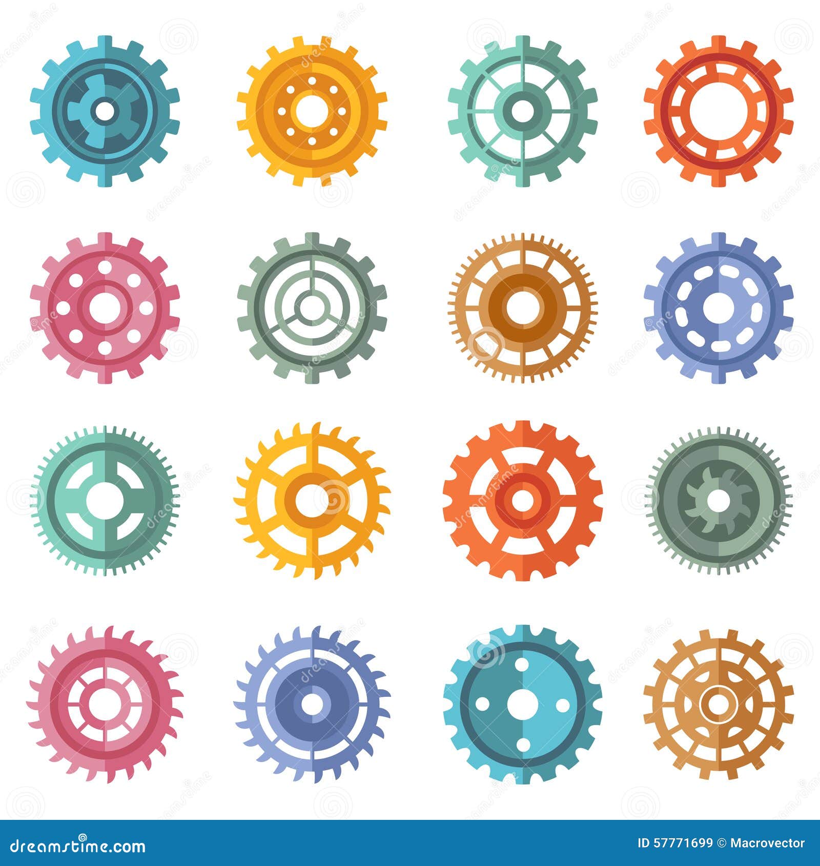 Various Style Color Gears Set Stock Vector - Illustration of ...