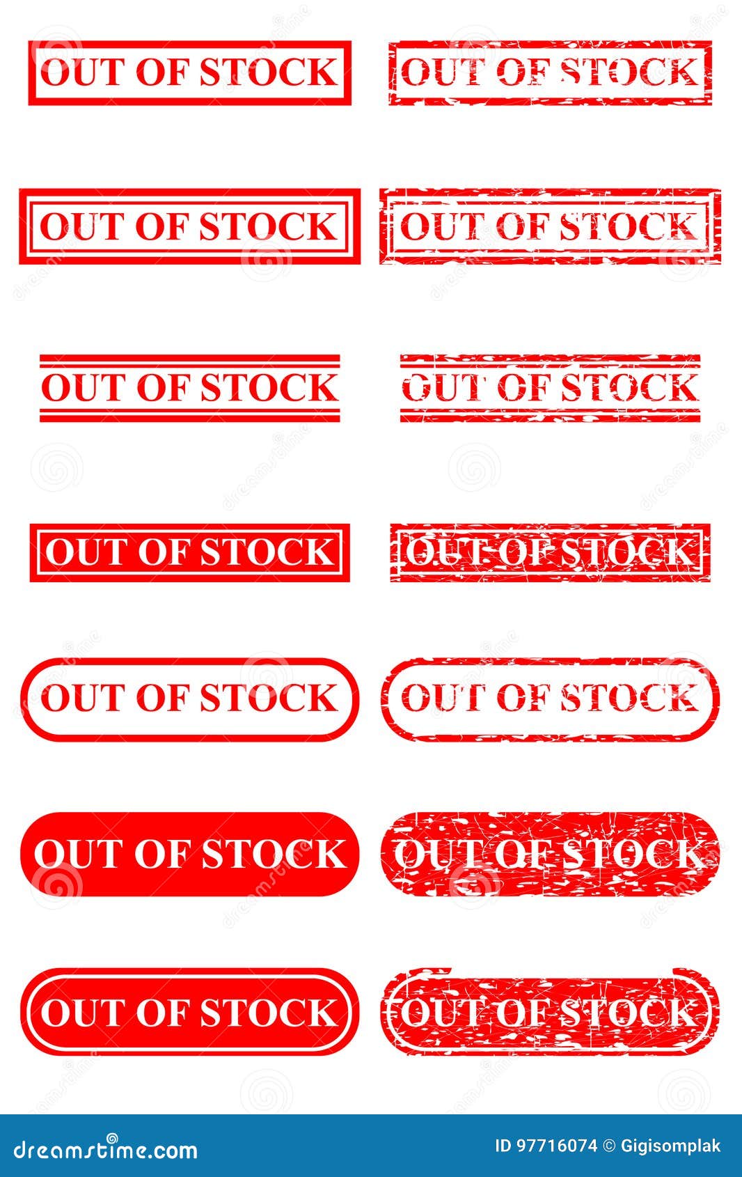 Various Style of Rubber Stamp : Out of Stock Stock Vector ...