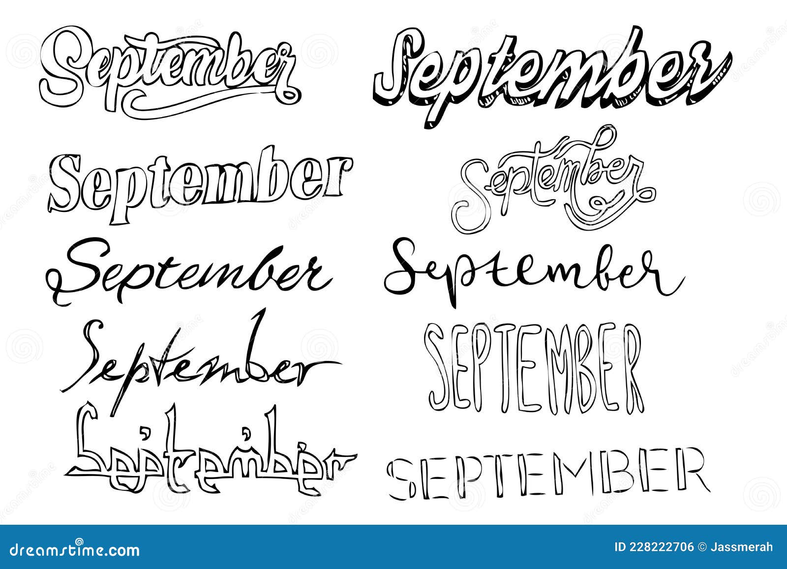 10 Various Style Simple Vector Outline Hand Draw Sketch, September ...