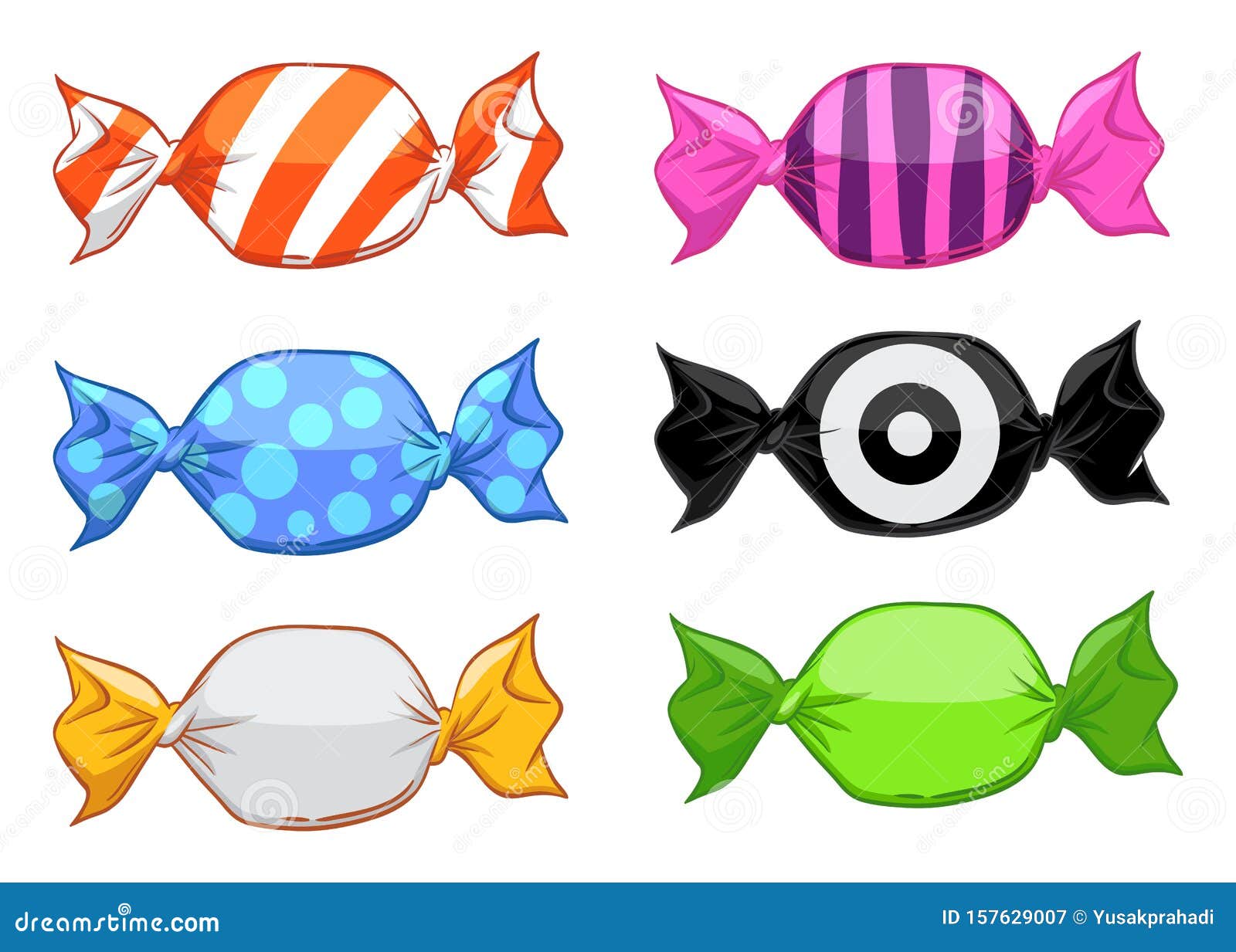 Various Style of Wrapped Candy Stock Vector - Illustration of ornament ...