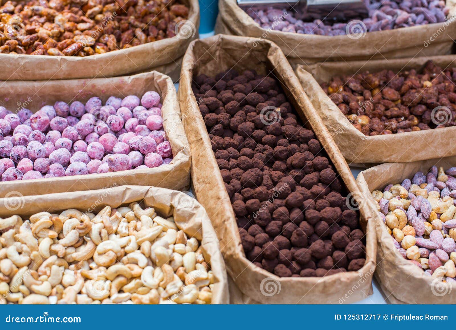 Various Sugared Nuts. Crispy Sugared Nuts. Oriental Sweets with a ...