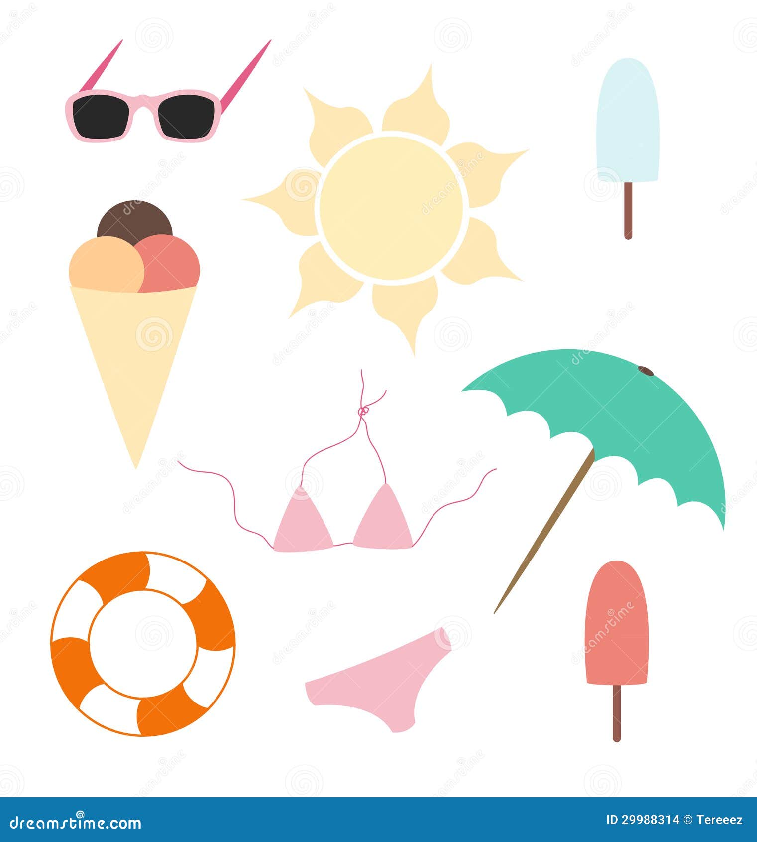 Summer elements stock vector. Illustration of popsicle - 29988314