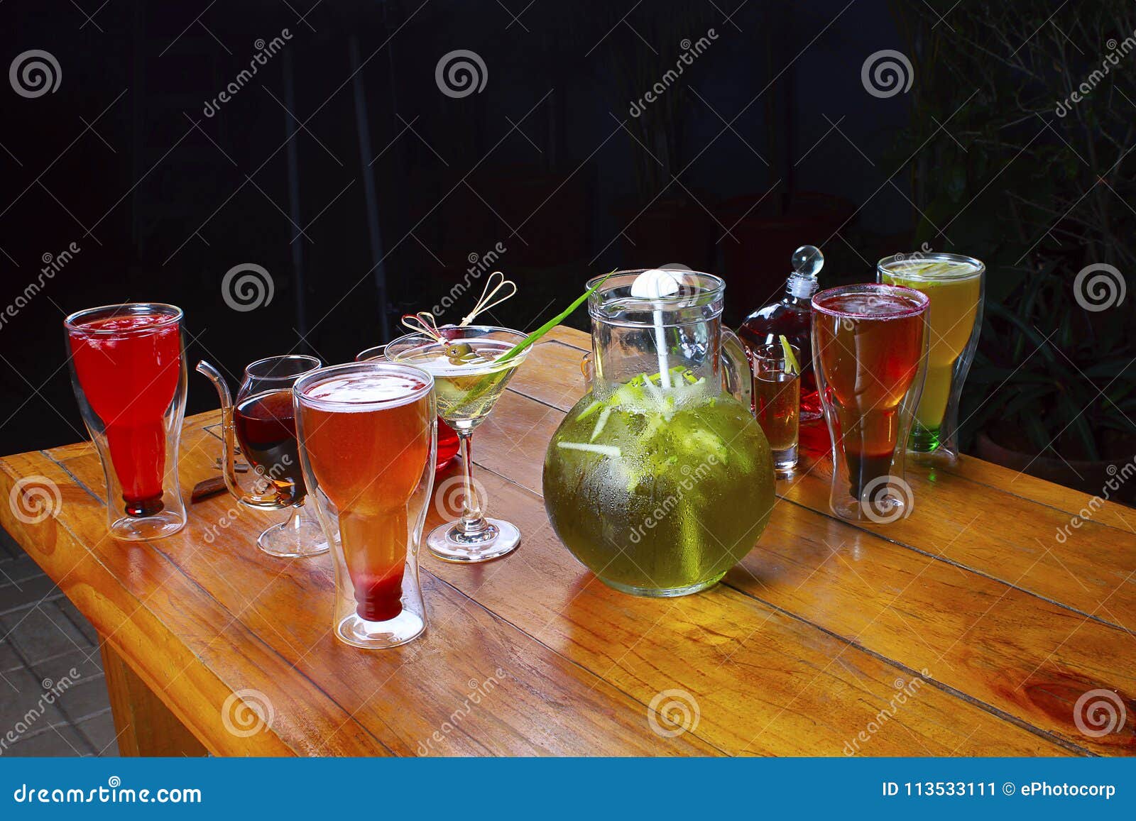 Summer Refreshments on Brown Table Stock Image - Image of fresh ...